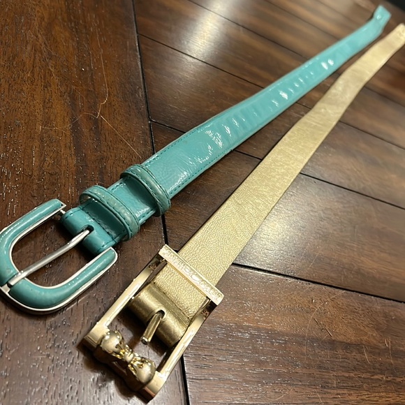 Accessories | 2 125 Inch Belts Tiffany Blue Patent And Gold | Poshmark